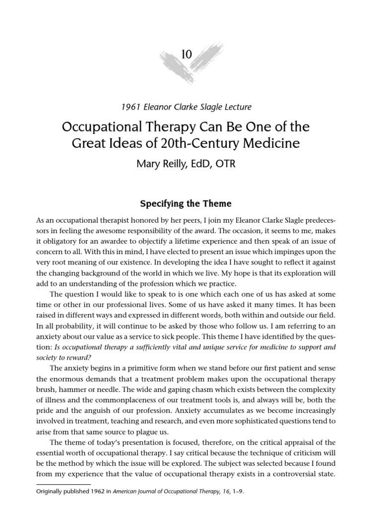 Occupational Therapy Can Be One of The Great Ideas of 20th-Century ...