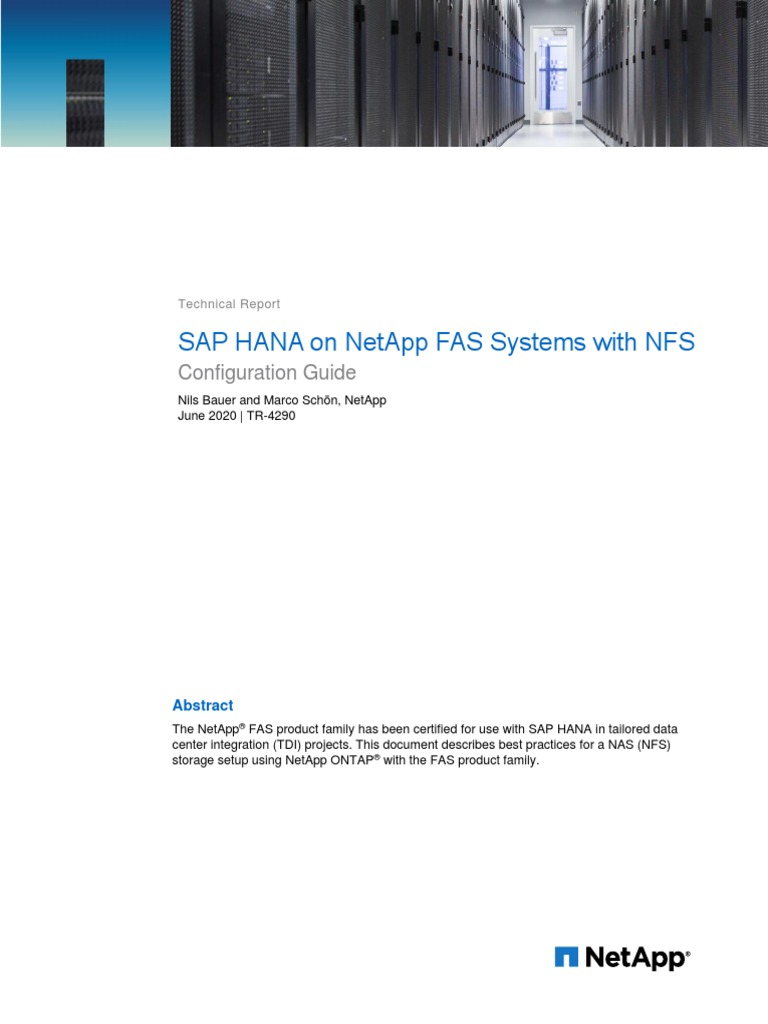 Sap Hana On Netapp Fas Systems With NFS: Configuration Guide | PDF ...