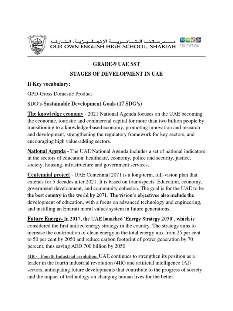 UAE Development Stages Overview | PDF | Knowledge Economy | United Arab ...