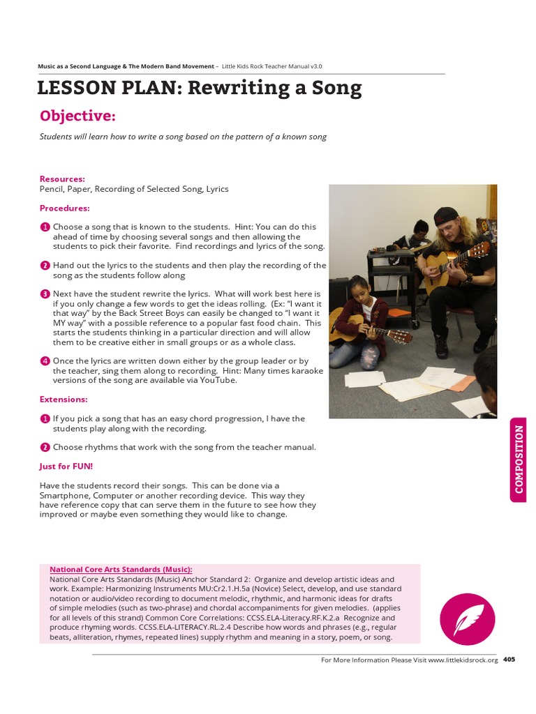 LESSON PLAN: Rewriting A Song: Objective | PDF | Songs | Rhythm