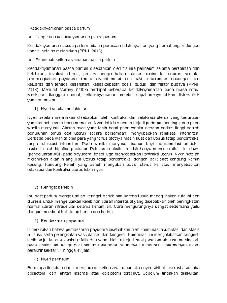 Ketidaknyamanan Pasca Partum | PDF
