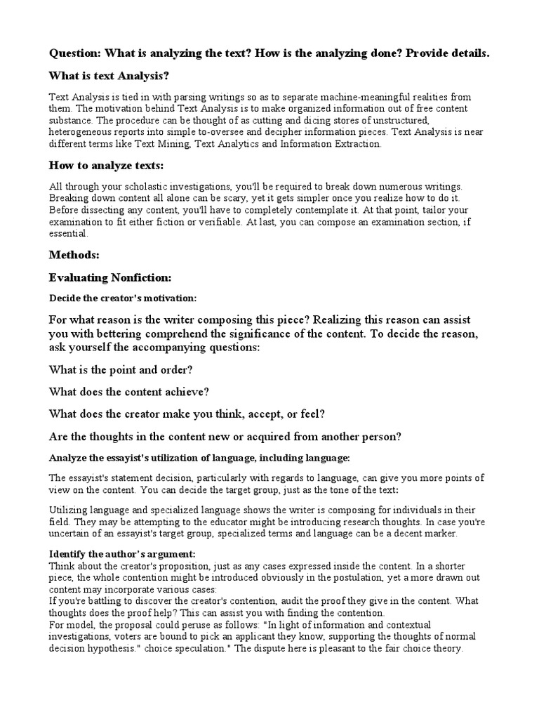 Question: What Is Analyzing The Text? How Is The Analyzing Done ...