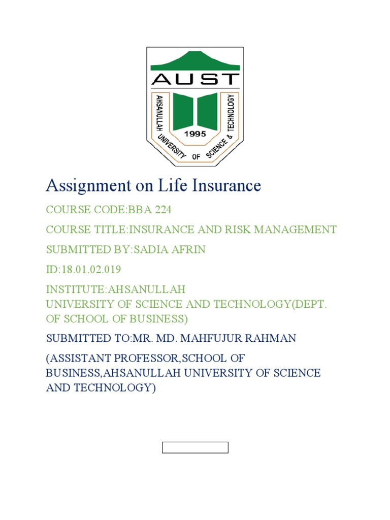 Life Insurance Assignment Overview | PDF | Insurance | Life Insurance