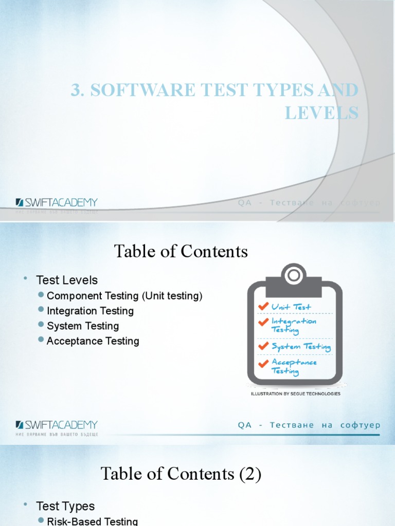 Types and Levels of Software Testing | PDF | Software Testing | Top ...