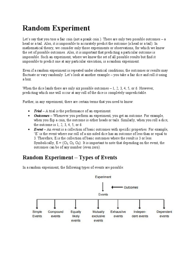Random Experiment - Types of Events | PDF | Experiment | Randomness