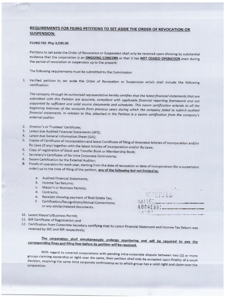 Petitions To Set Aside Order of Revocation or Suspension | PDF