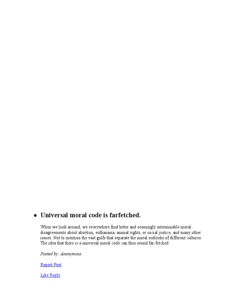 Universal Moral Code Is Farfetched | PDF | Morality | Ten Commandments