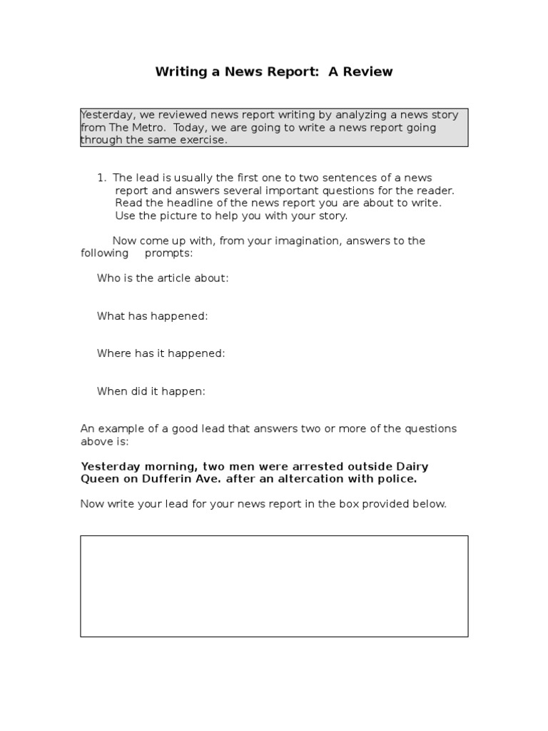 How To Write A News Report Review (2) .Writing A Report | PDF | News ...