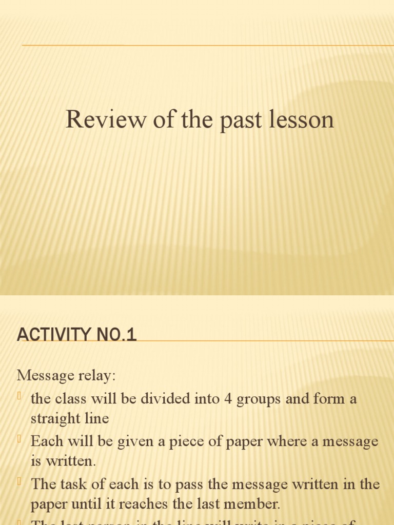 Review of The Past Lesson | PDF