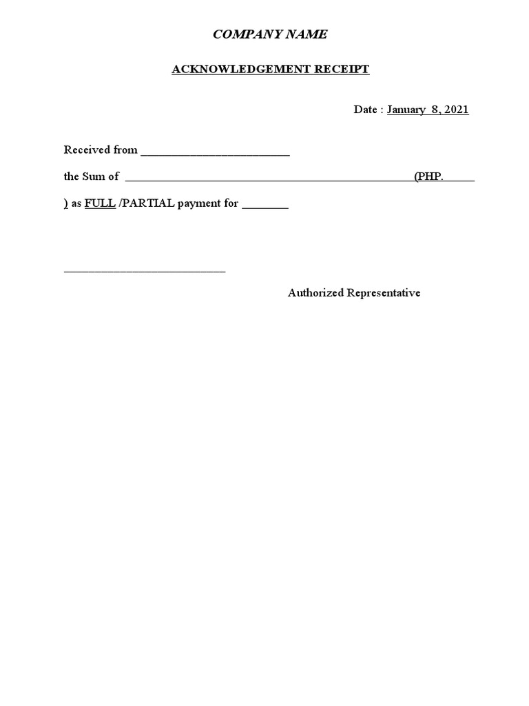 Acknowledgment Receipt Template | PDF