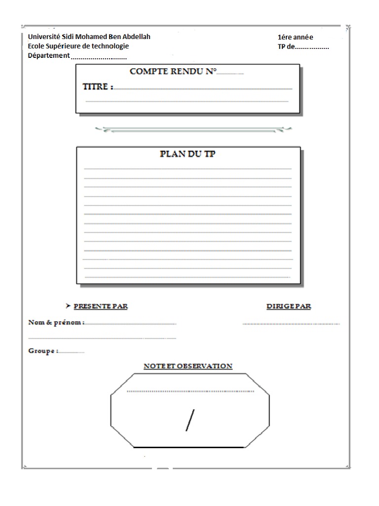 Page de Garde COMPTE RENDU DE TP-converti PDF | PDF