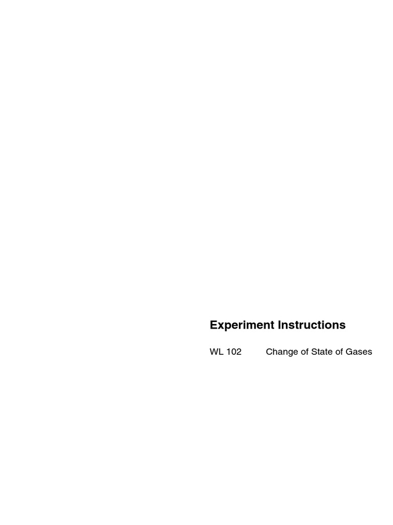 Experiment Instructions: WL 102 Change of State of Gases | PDF | Gases ...