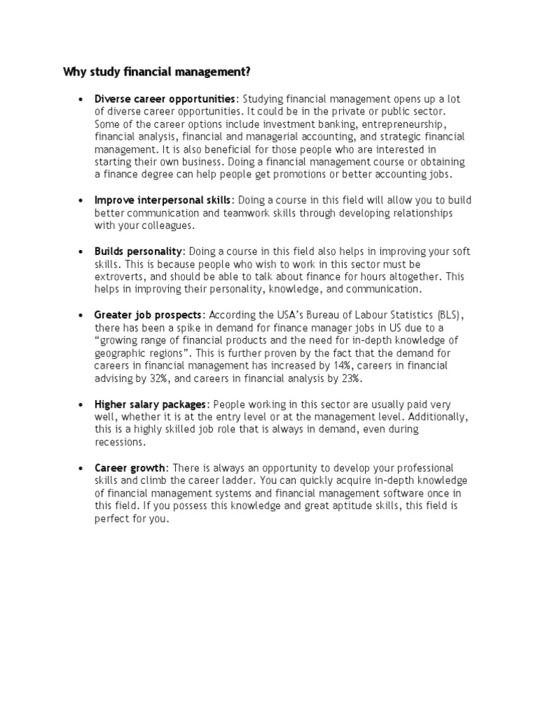 Why Study Financial Management | PDF