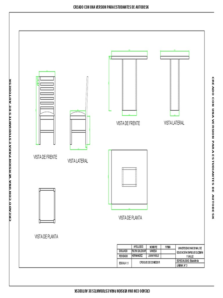 Croquis de Comedor a Escala 1:1 | PDF