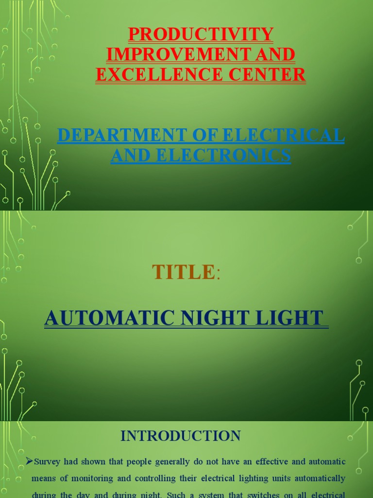 Automatic Night Light System Design | PDF | Street Light | Lighting