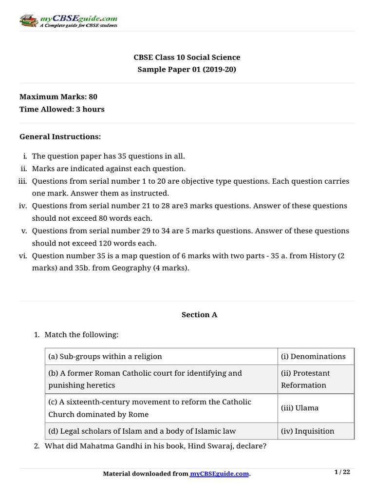 10 Social Science sp01 PDF | PDF
