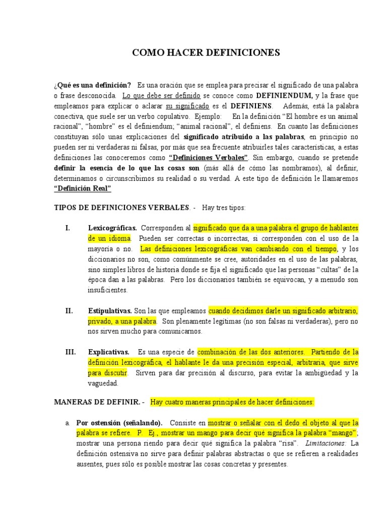 Como Hacer Definiciones | PDF | Palabra | Diccionario