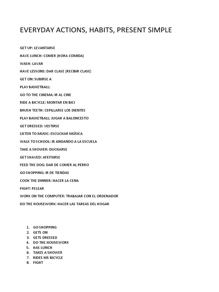 HABITS AND PRESENT SIMPLE