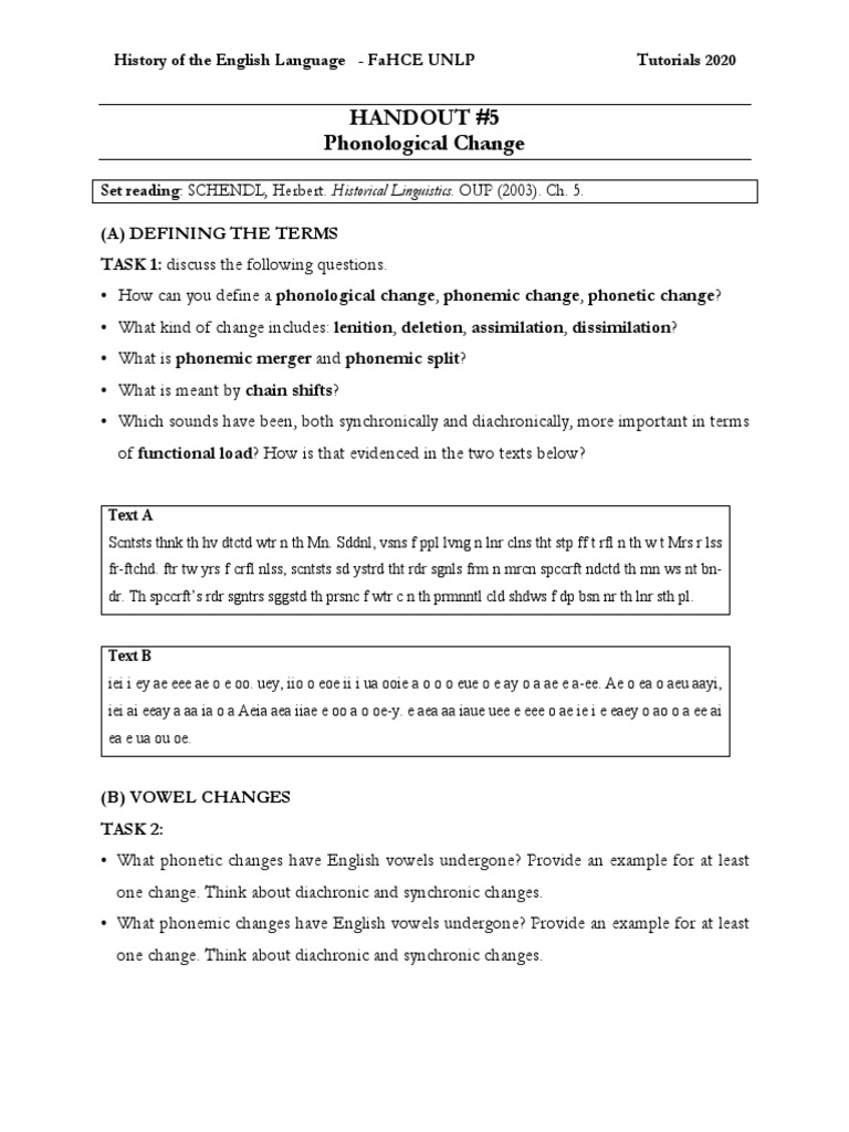 History of the English Language phonological changes | PDF | Consonant ...