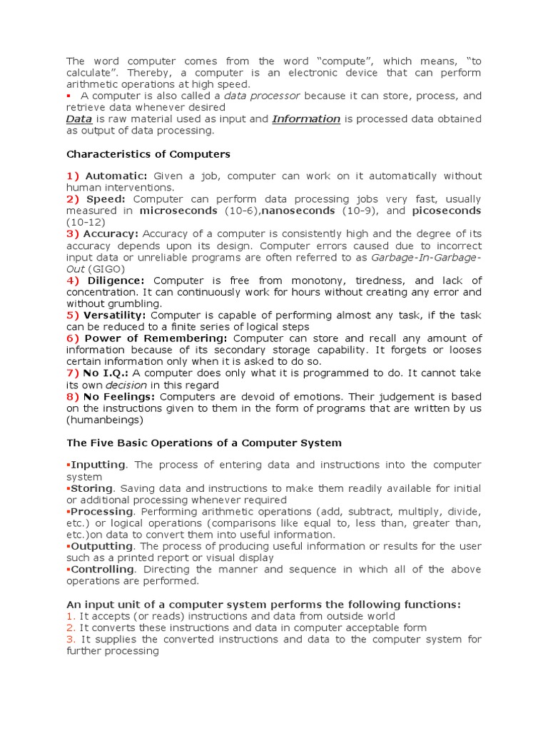 Data Is Raw Material Used As Input and Information Is Processed Data Obtained | PDF | Computer ...