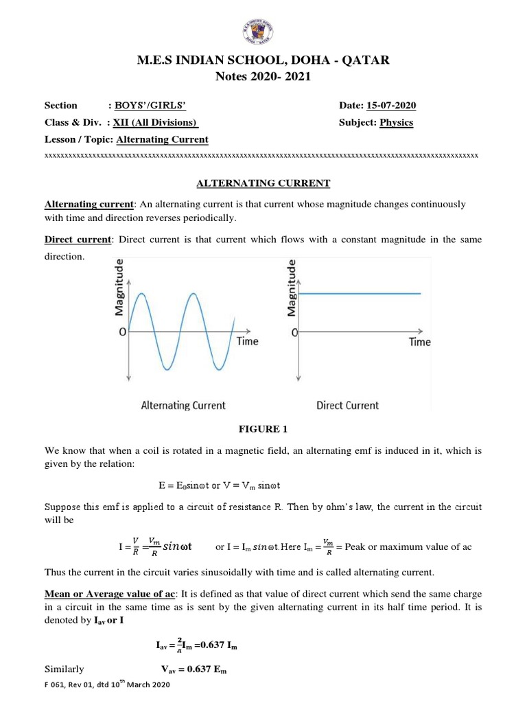 Understanding Alternating Current through Detailed Explanations and Illustrations | PDF ...