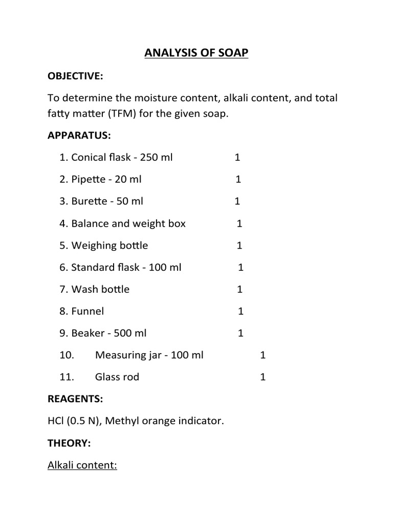Analysis of Soap | PDF | Hydrochloric Acid | Titration