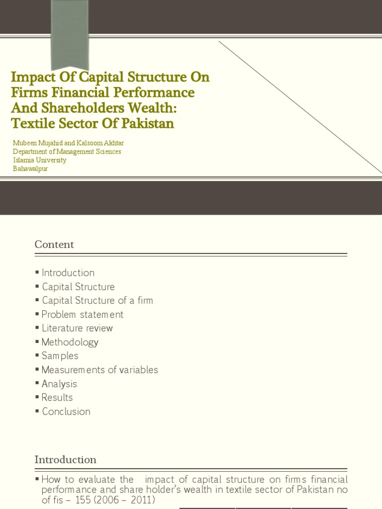 Impact of Capital Structure On Firms Financial Performance | PDF ...