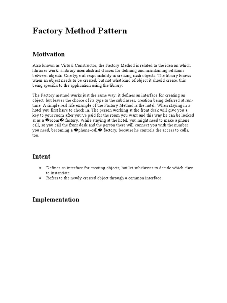 Factory Method Pattern Download Free Pdf Computer Programming Method Computer Programming