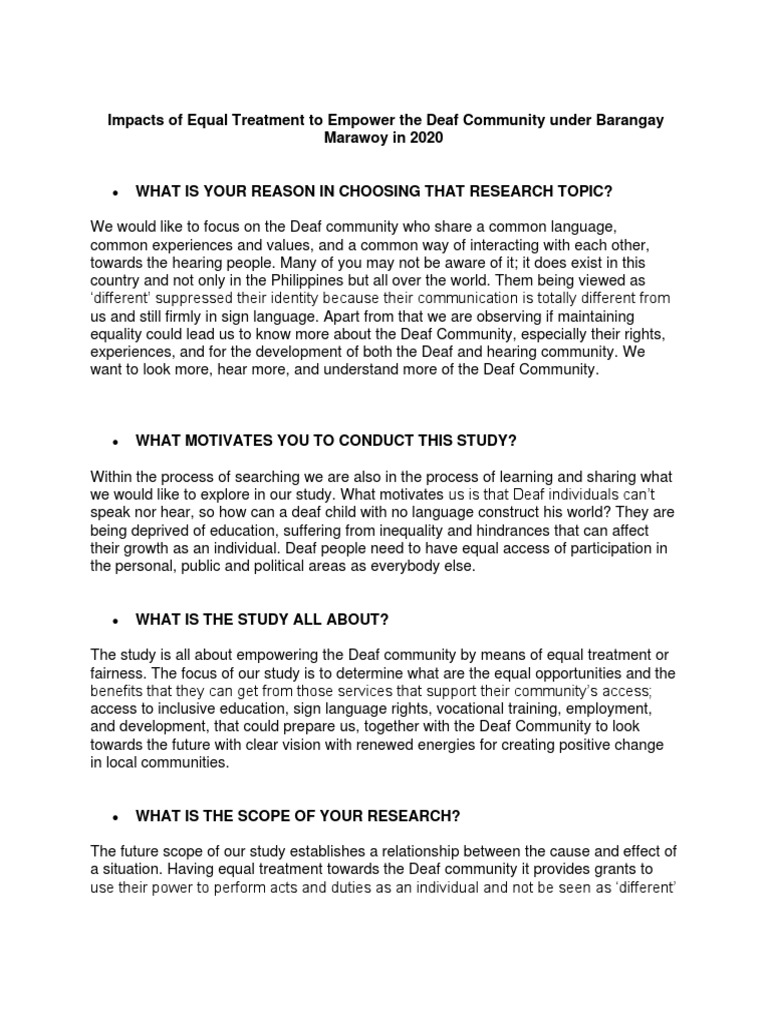 Equality For Deaf Community | PDF | Hearing Loss | Equal Opportunity