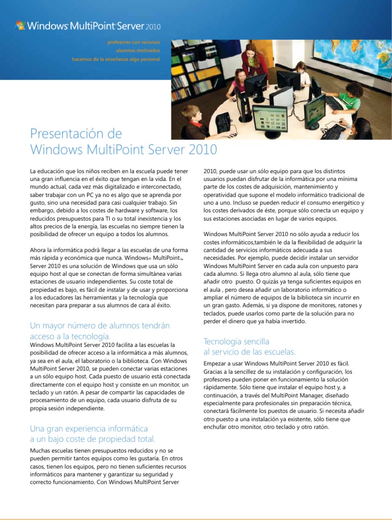 Windows MultiPoint Server 2010 en escuelas | PDF | explorador de ...