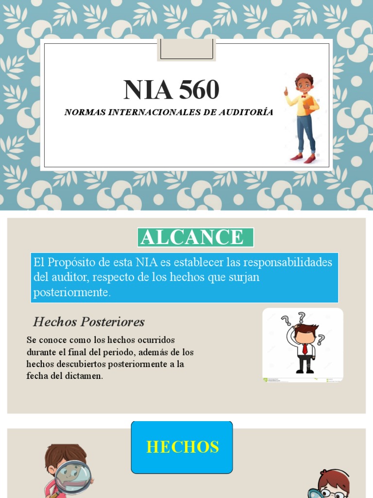NIA 560,570,580 - Grupo 9 | PDF | Auditoría | Contralor