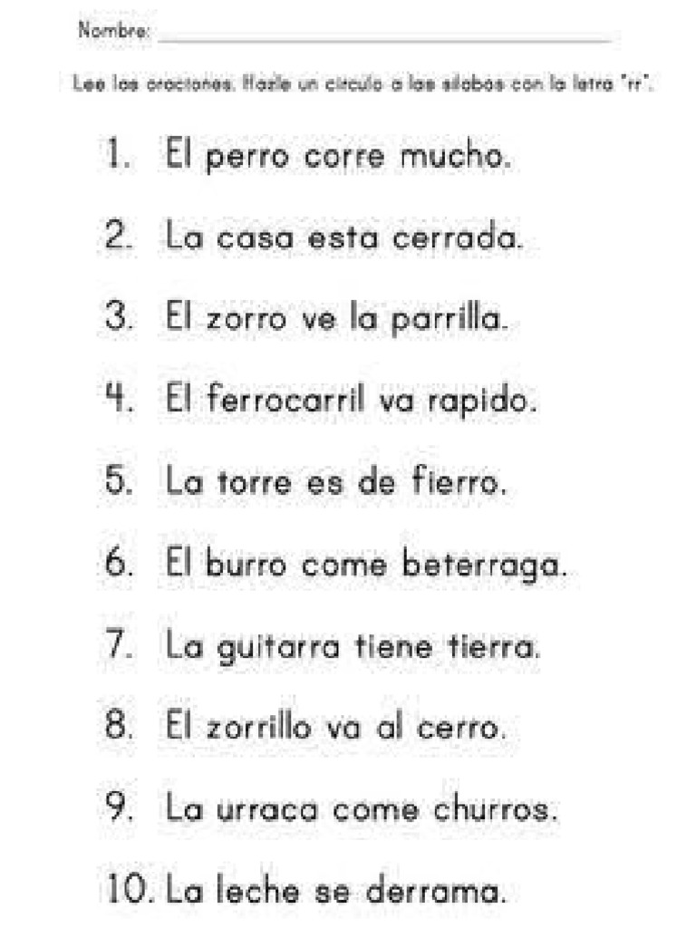 Lectura RR - Primer Grado | PDF