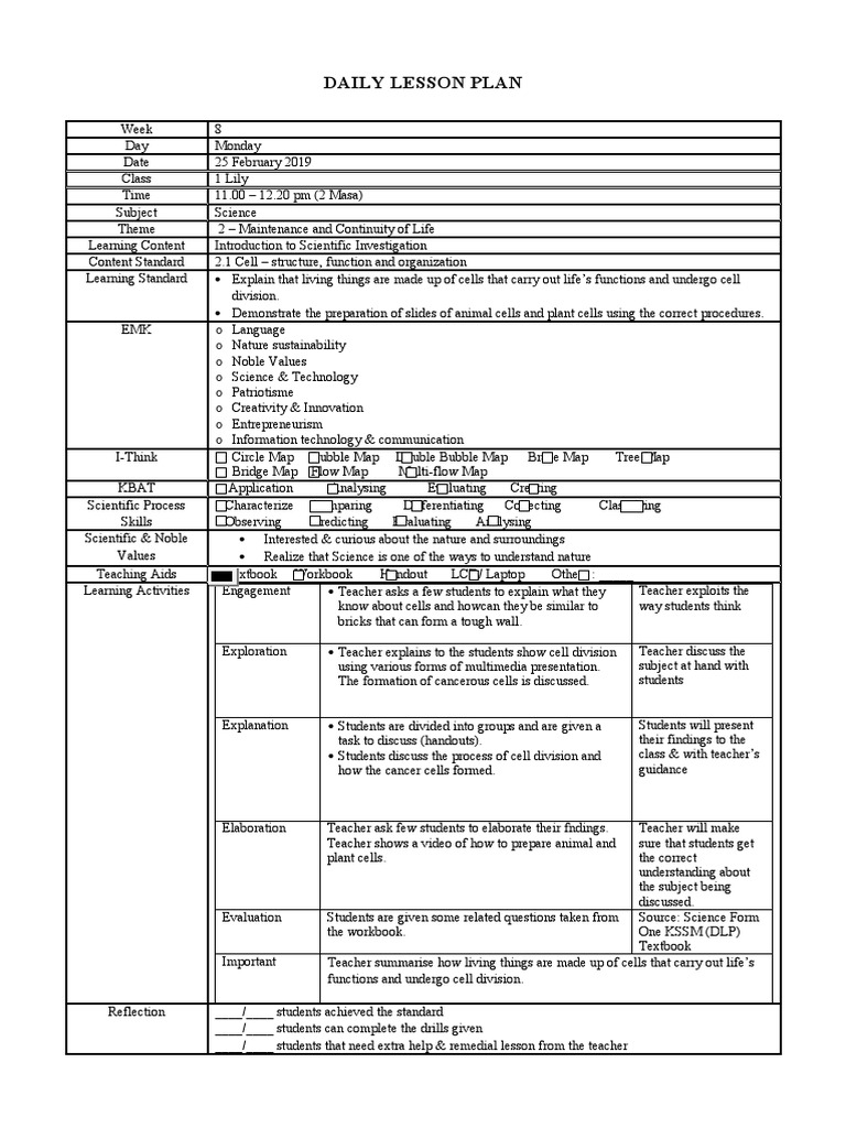 Science Lesson Plan: Cell Division Basics | PDF | Teachers | Science