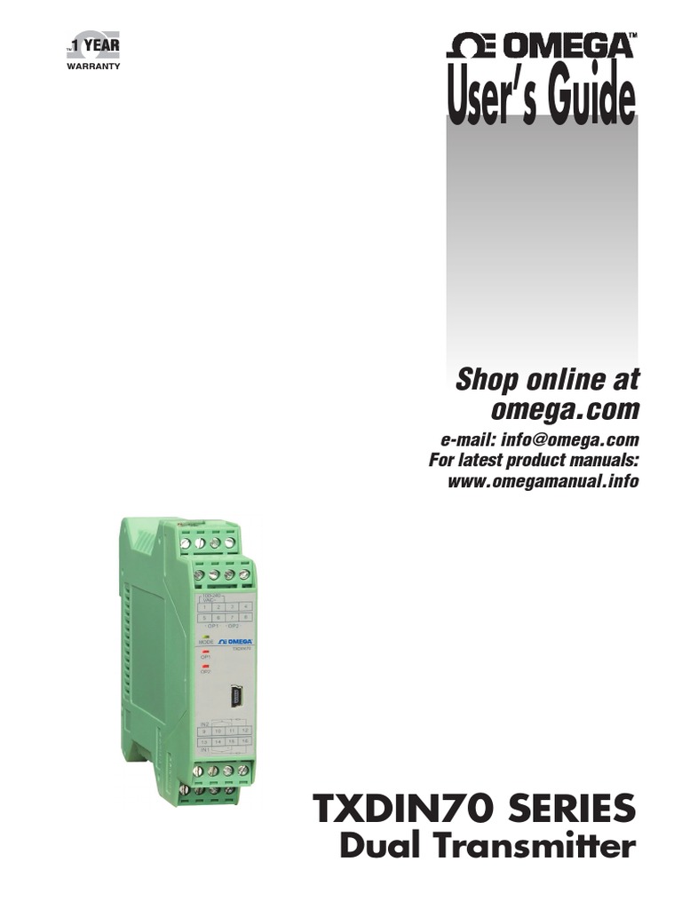 Transmisor de Temperatura Omegaette TXDIN70 | PDF | Thermocouple | Parameter (Computer Programming)