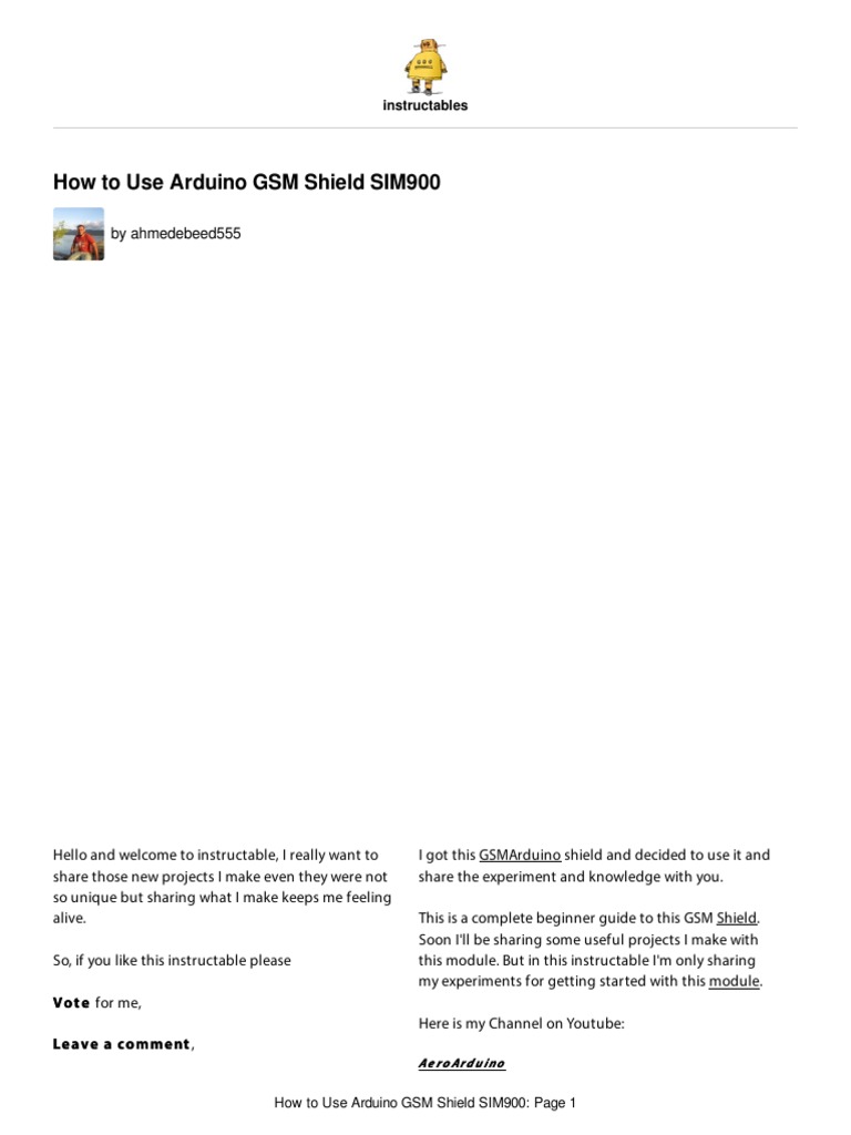 How To Use Arduino Gsm Shield Sim900 Instructables Pdf Arduino Computer Engineering