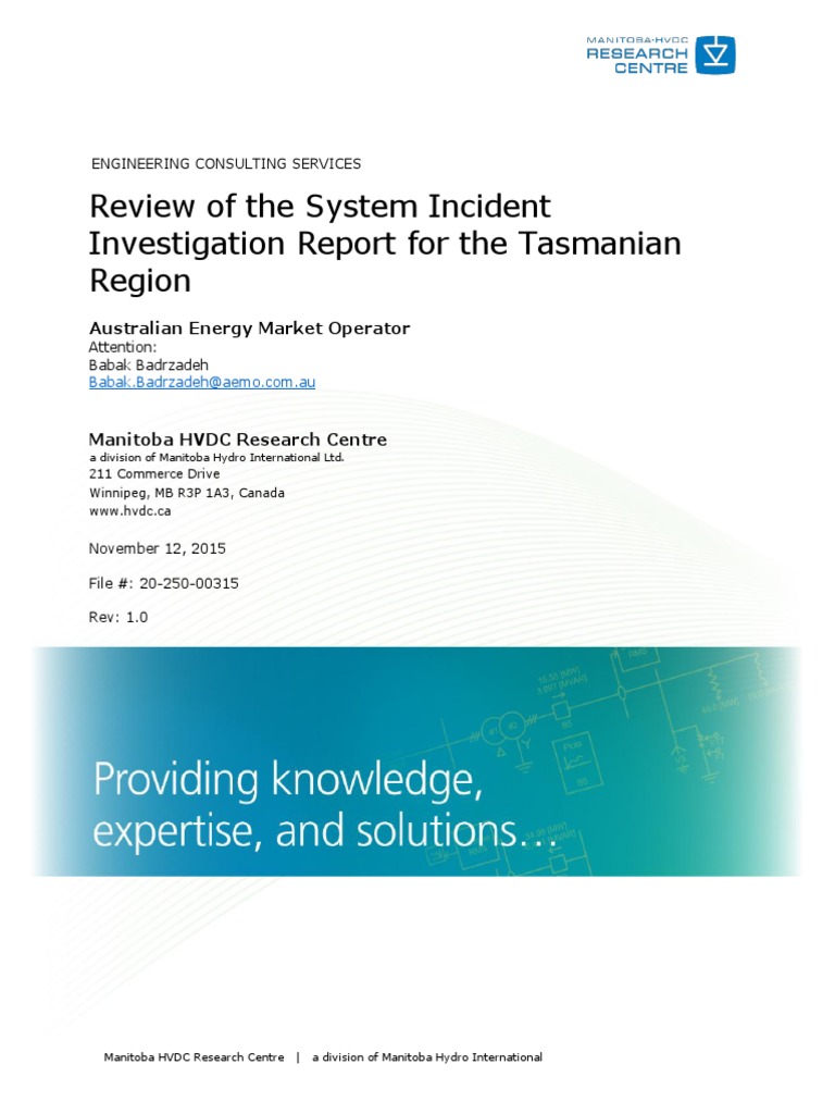Final Report AEMO System Incident Investigation Report 20151112 | PDF ...