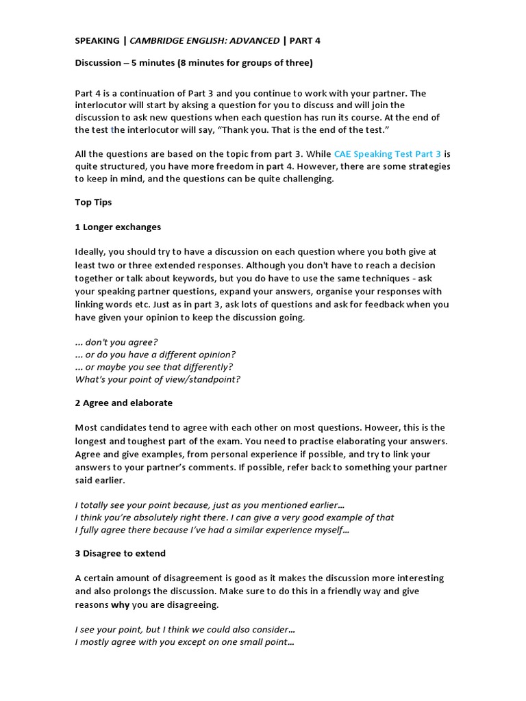 Strategies for Success in the Cambridge English: Advanced Speaking Part ...