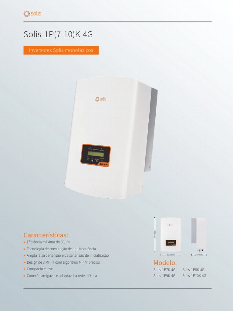 Datasheet Solis-1P 7-10 K-4G 1 | PDF | Eletricidade | Quantidades físicas
