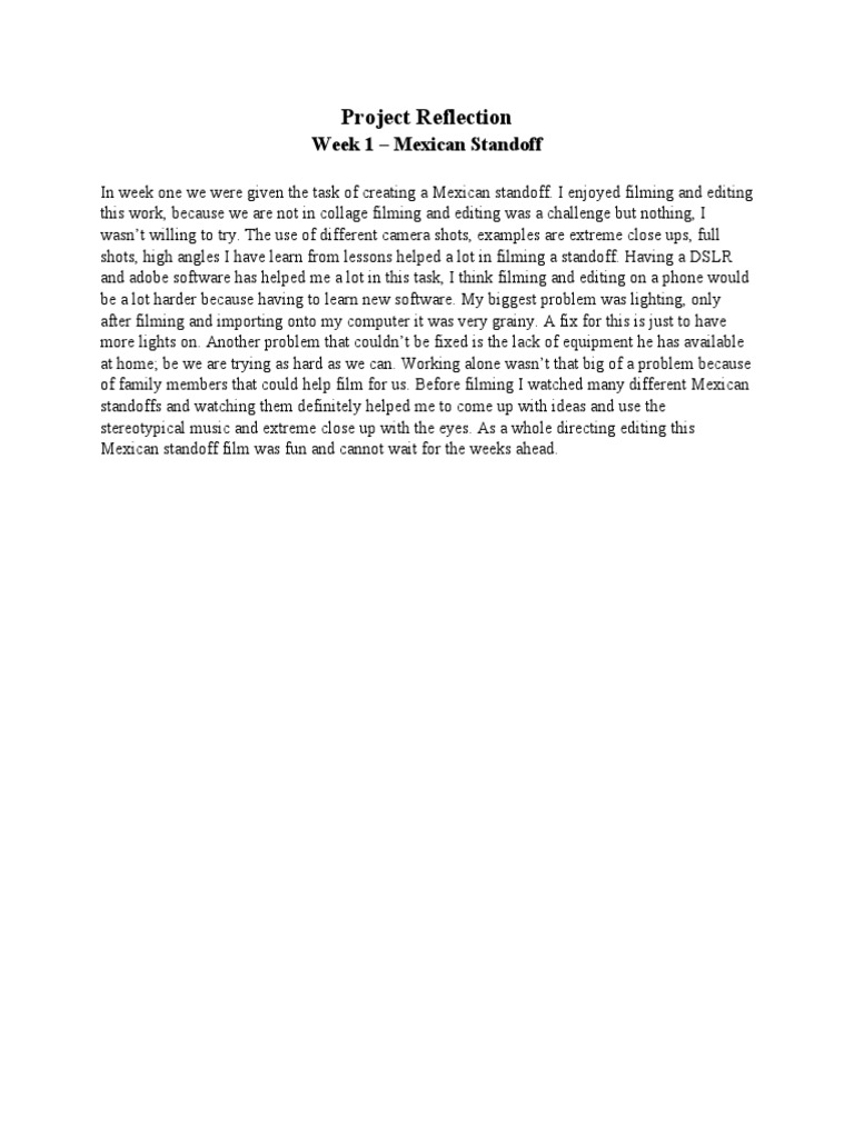 Project Reflection Week 1 | PDF