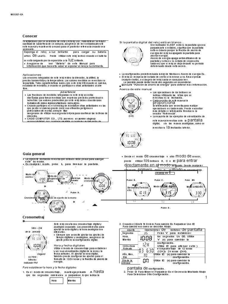 Manual Casio Protrek | PDF | Reloj | Altímetro