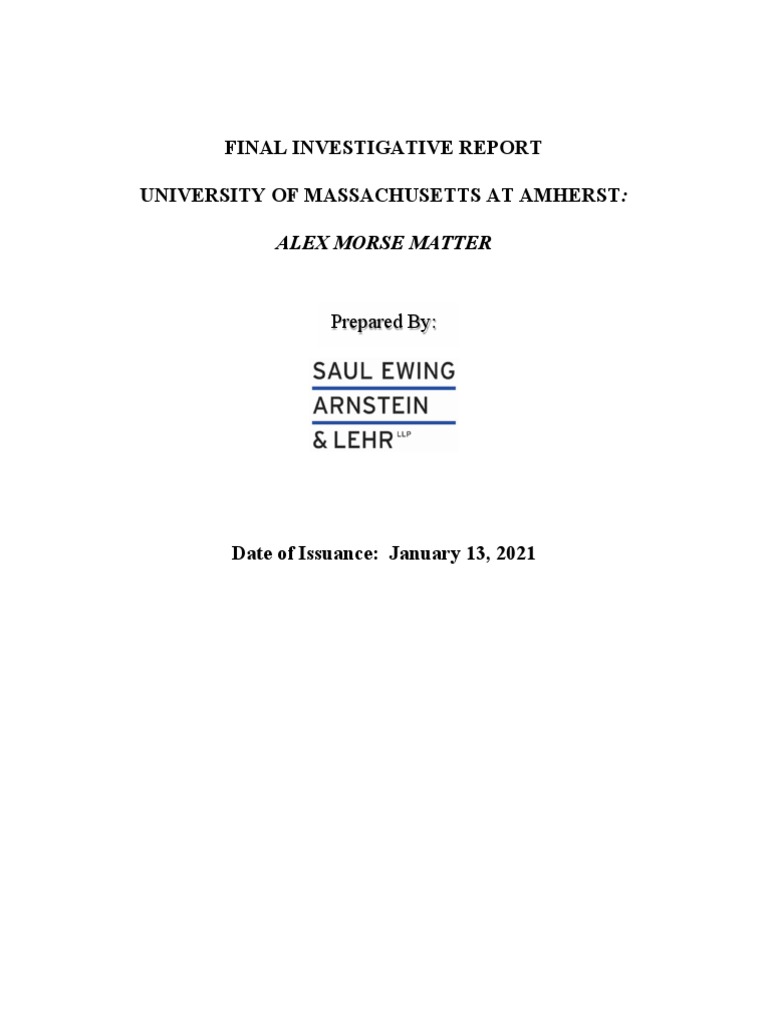 UMass Alex Morse Investigation - Final Investigative Report & Exhibits | PDF | Tinder (App)