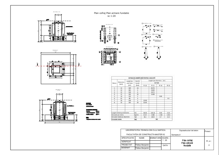 Petkes - Benjamin - Plan Cofraj Plan Armare Fundatie | PDF