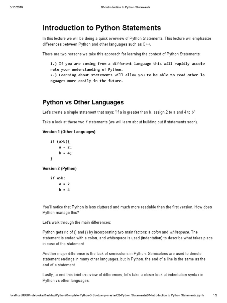 01-Introduction To Python Statements | PDF | Python (Programming Language) | Computer Engineering