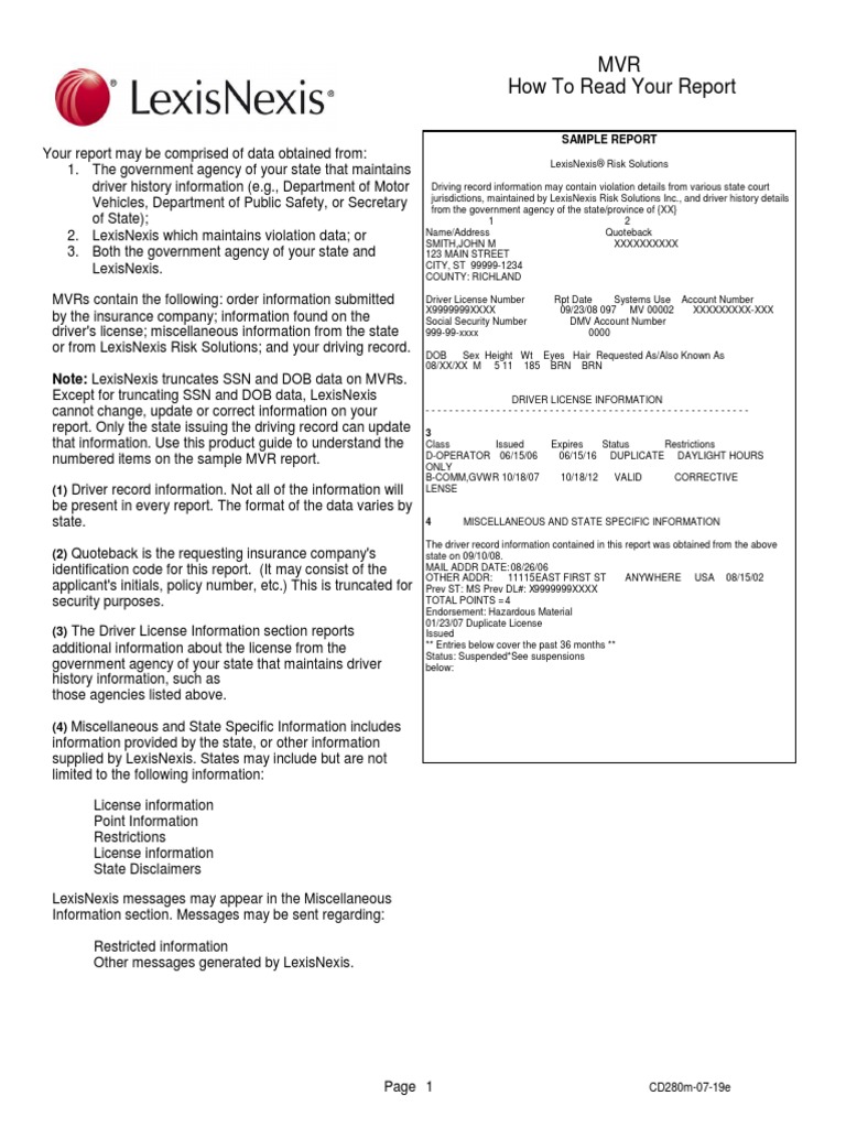 MVR How To Read 07-19e PDF | PDF | Driver's License | Social Security ...