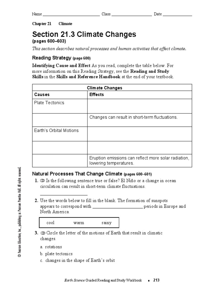 Section 21.3 Climate Changes: This Section Describes Natural Processes ...