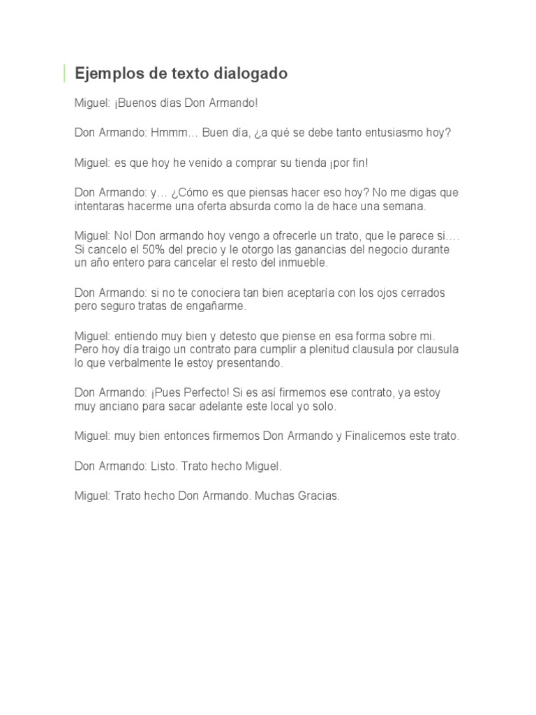 Ejemplos de Texto Dialogado | PDF