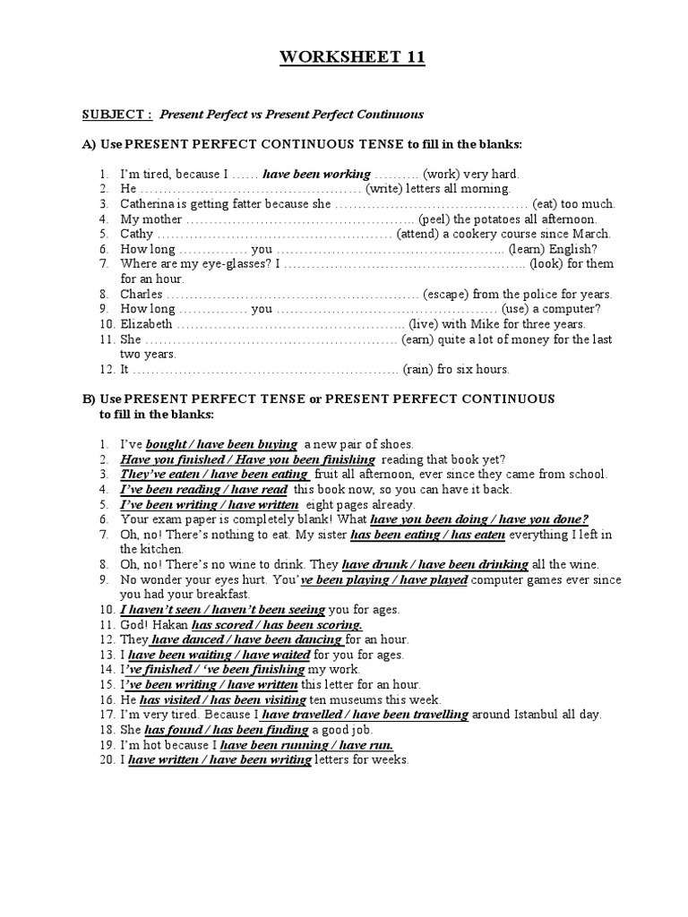 Worksheets 11 | PDF | Linguistics | Grammar