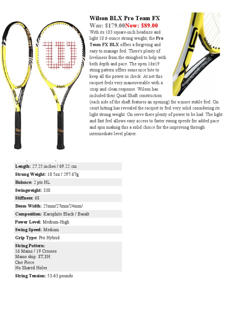 Wilson BLX Pro Team FX | PDF