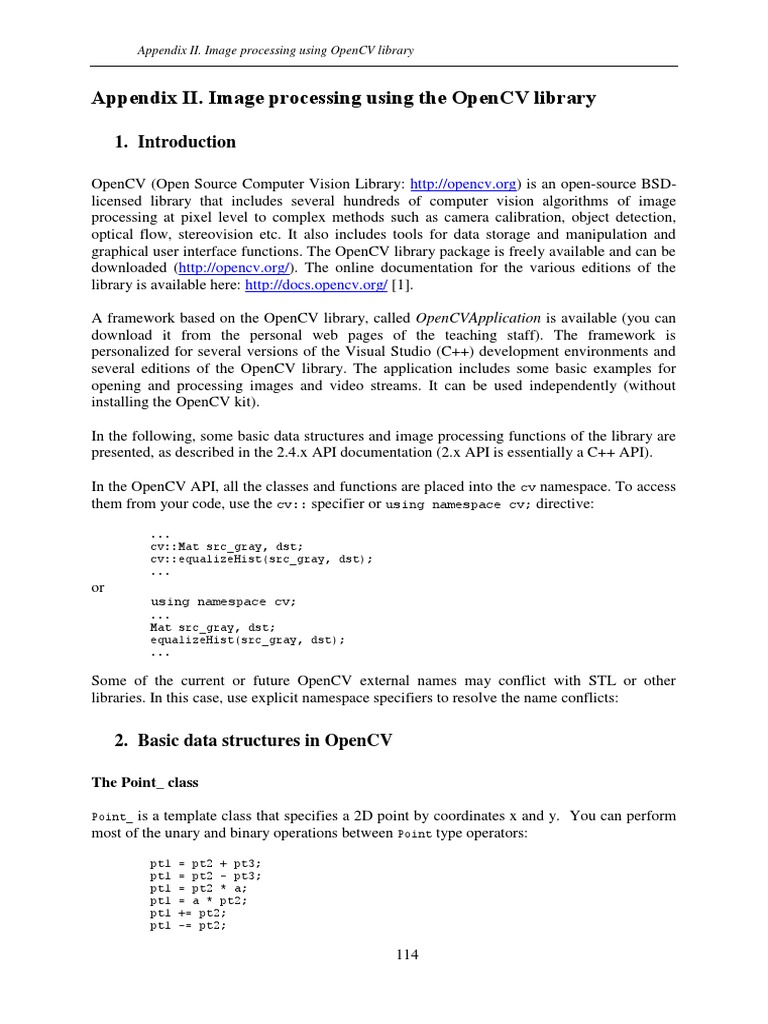 Appendix Ii Image Processing Using Opencv Library Pdf Library Computing Matrix