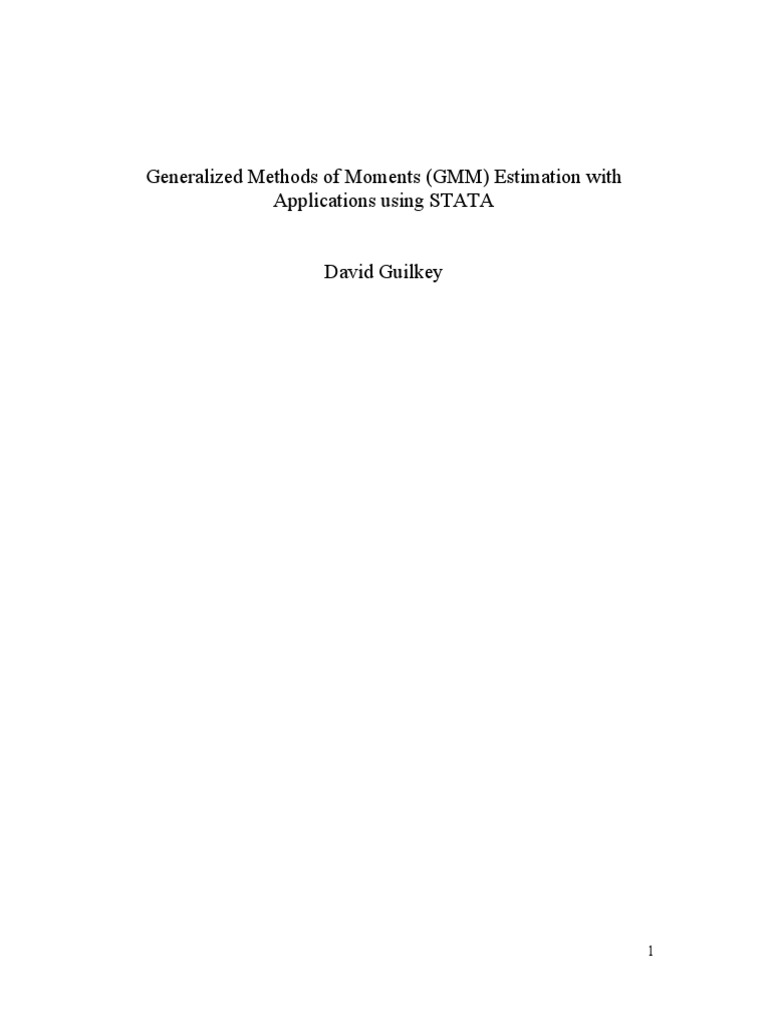Generalized Methods Of Moments Gmm Estimation With Pdf Pdf